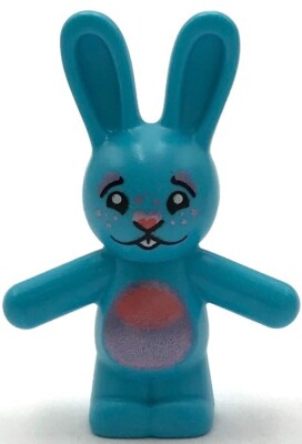 Lego New Medium Azure Bunny Rabbit Standing w/ Coral Pink Nose Part | eBay