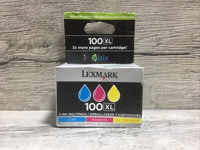 Lexmark 100 3 Ink Multipack 3-Color Cartridges Cyan Magenta Yellow ...