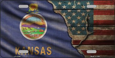 Kansas/American Flag Novelty Metal License Plate Tag LP12395 | eBay