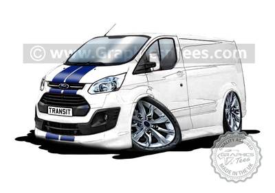 Transit Custom MK8 Caricature Cartoon A4 Print White, Personalised Gift ...