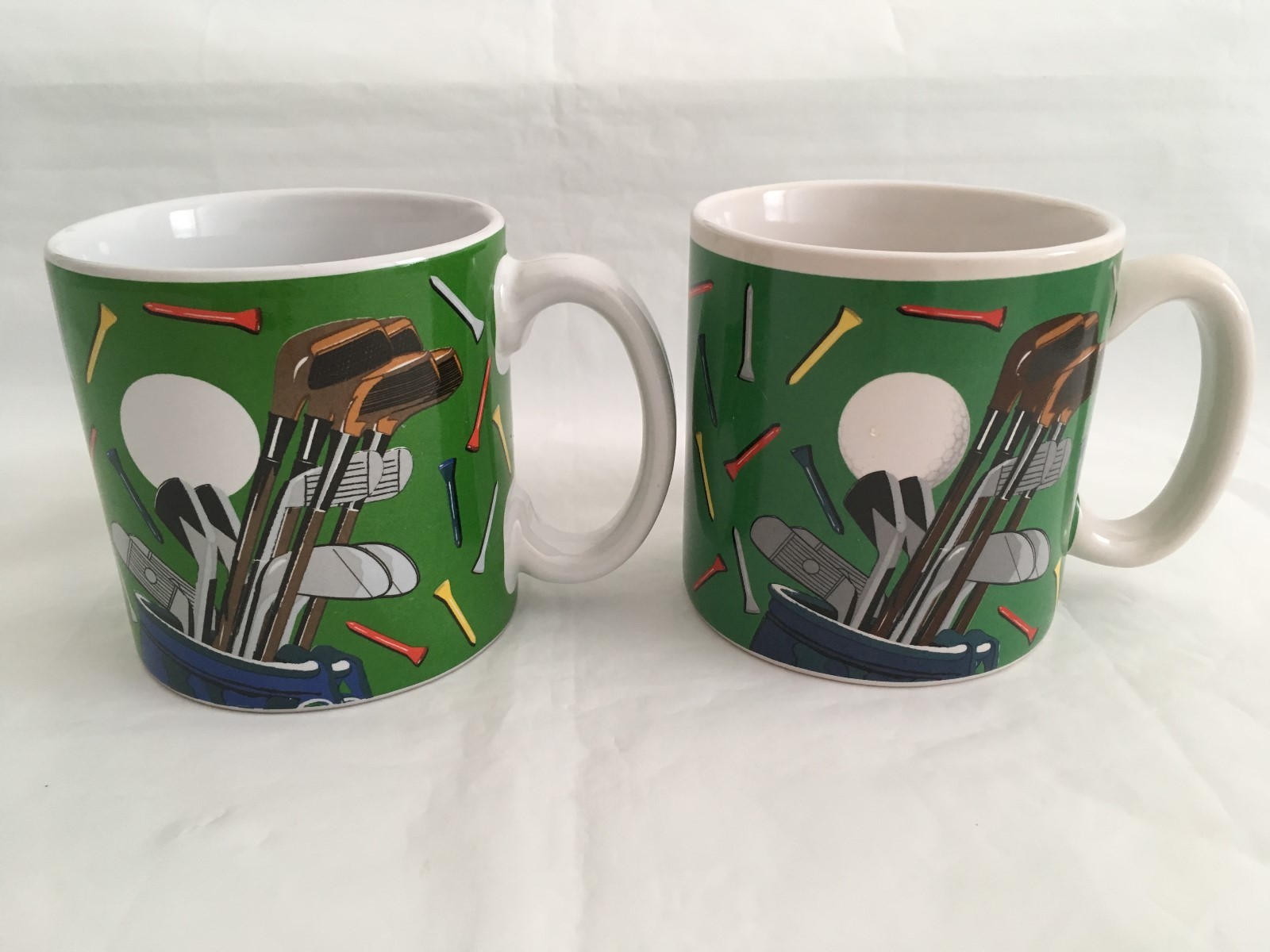 Golf Bag Tee Clubs Golfer’s Set of 2 Coffee Tea Mugs Burton & Burton 12 ...