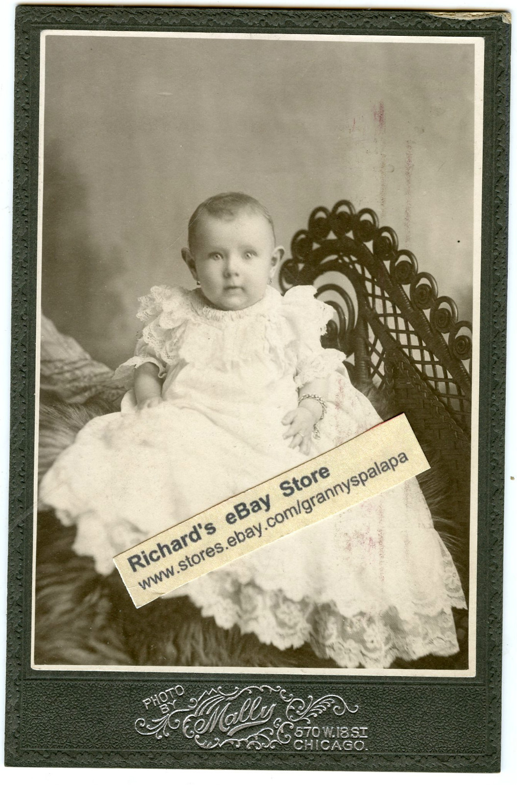 Cabinet Photo-Chicago Illinois-Cute Baby Long Gown-Lace-Malley ...
