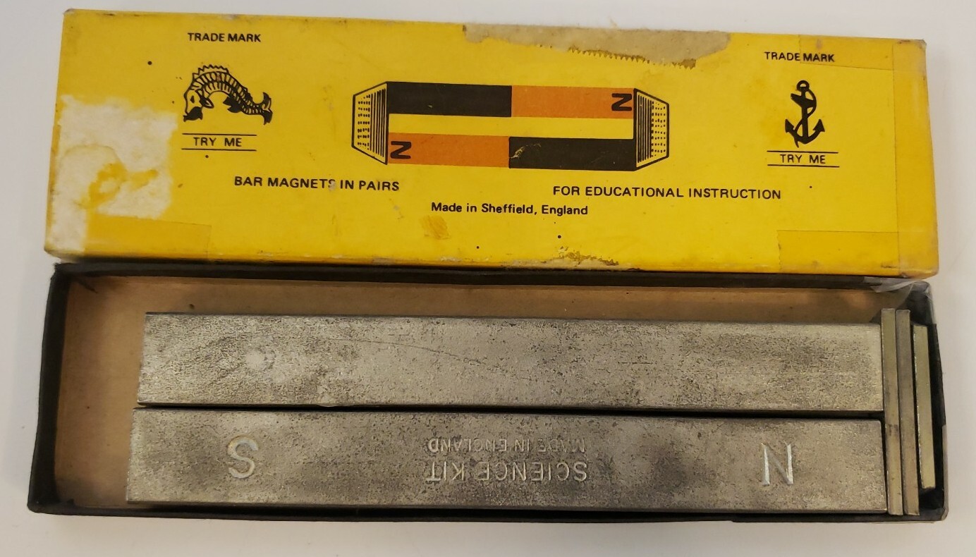 Vintage Bar Magnets set of 2 Sheffield England in original box Science ...