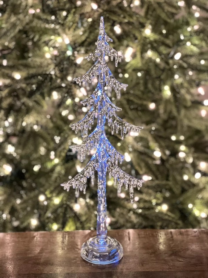Tahari Home Clear Acrylic Icy Christmas Tree 30’’ LED Illuminated | eBay