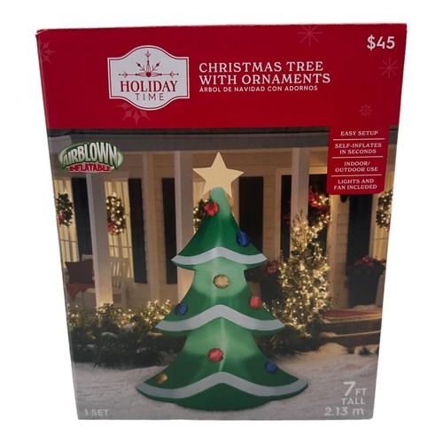 Holiday Time 7' Snowy Christmas Tree LED Airblown Inflatable Yard Decor ...