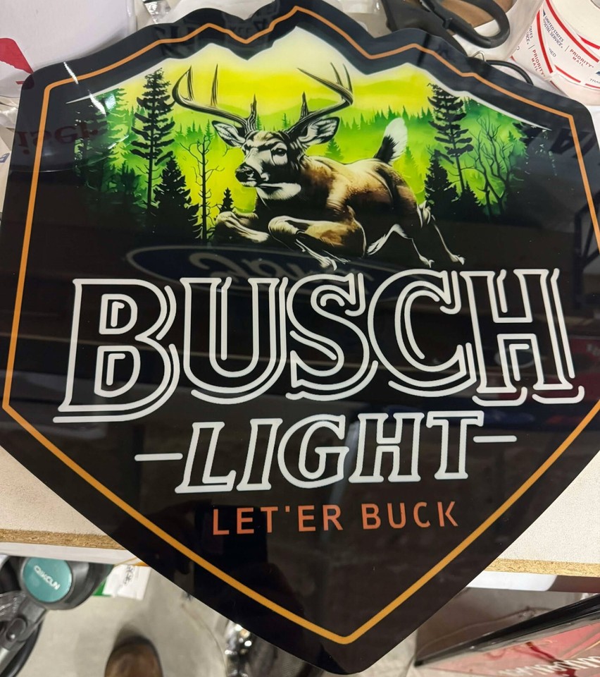 🦌 Busch Light 'Let'er Buck' Backlit Sign – 20"x17.5" – Rustic Charm for ...