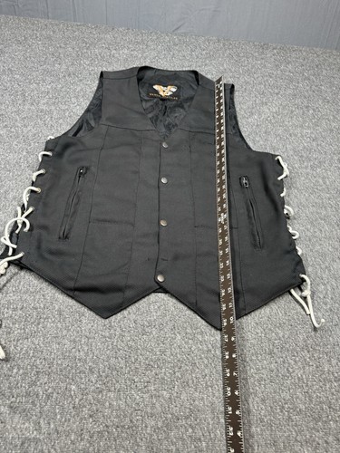 Vance Textiles Motorcycle Vest Mens 42 Black Tweed Biker Riding Snap | eBay