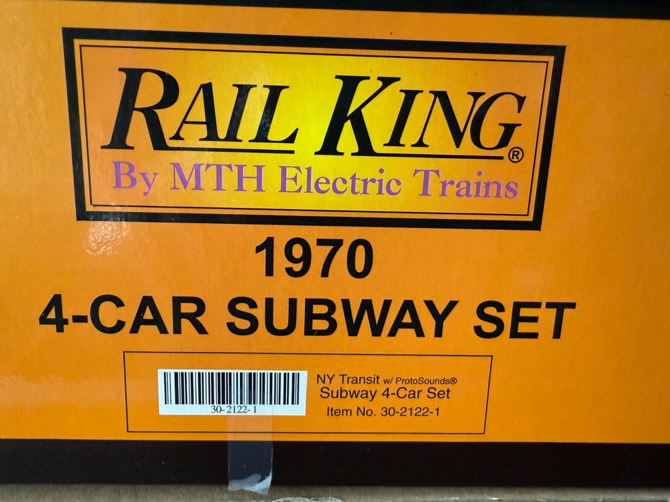 RAIL KING 1970 NY TRANSIT W/PROTOSOUND 4 CAR SUBWAY SET 30-2122 O GAUGE ...