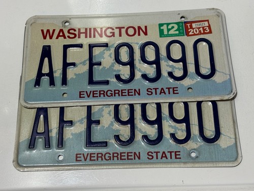 Washington License Plate AFE9990 Front & Rear Evergreen State WA ...