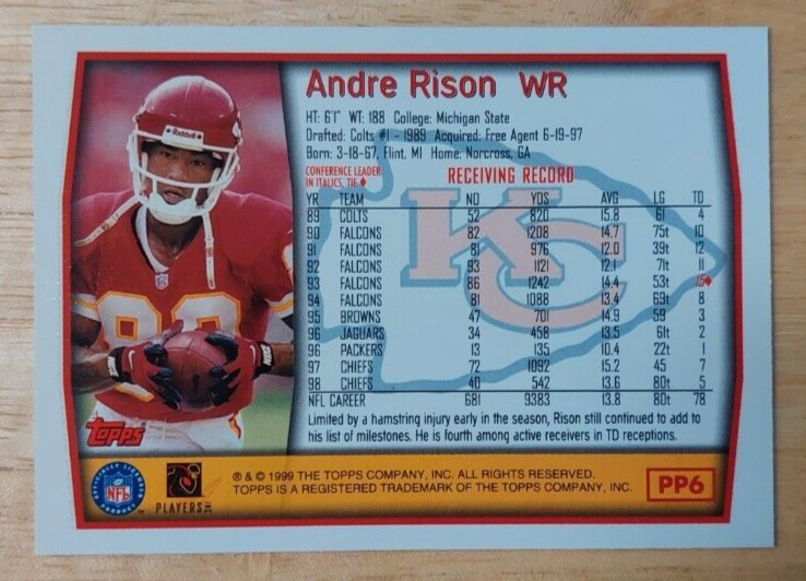 1999 Topps Pre-Production #PP6 Andre Rison Kansas City Chiefs | eBay