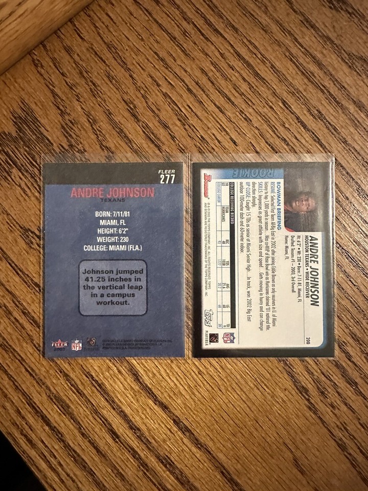 2003 Bowman NFL Andre Johnson Football Rookie Card RC Houston Texans ...