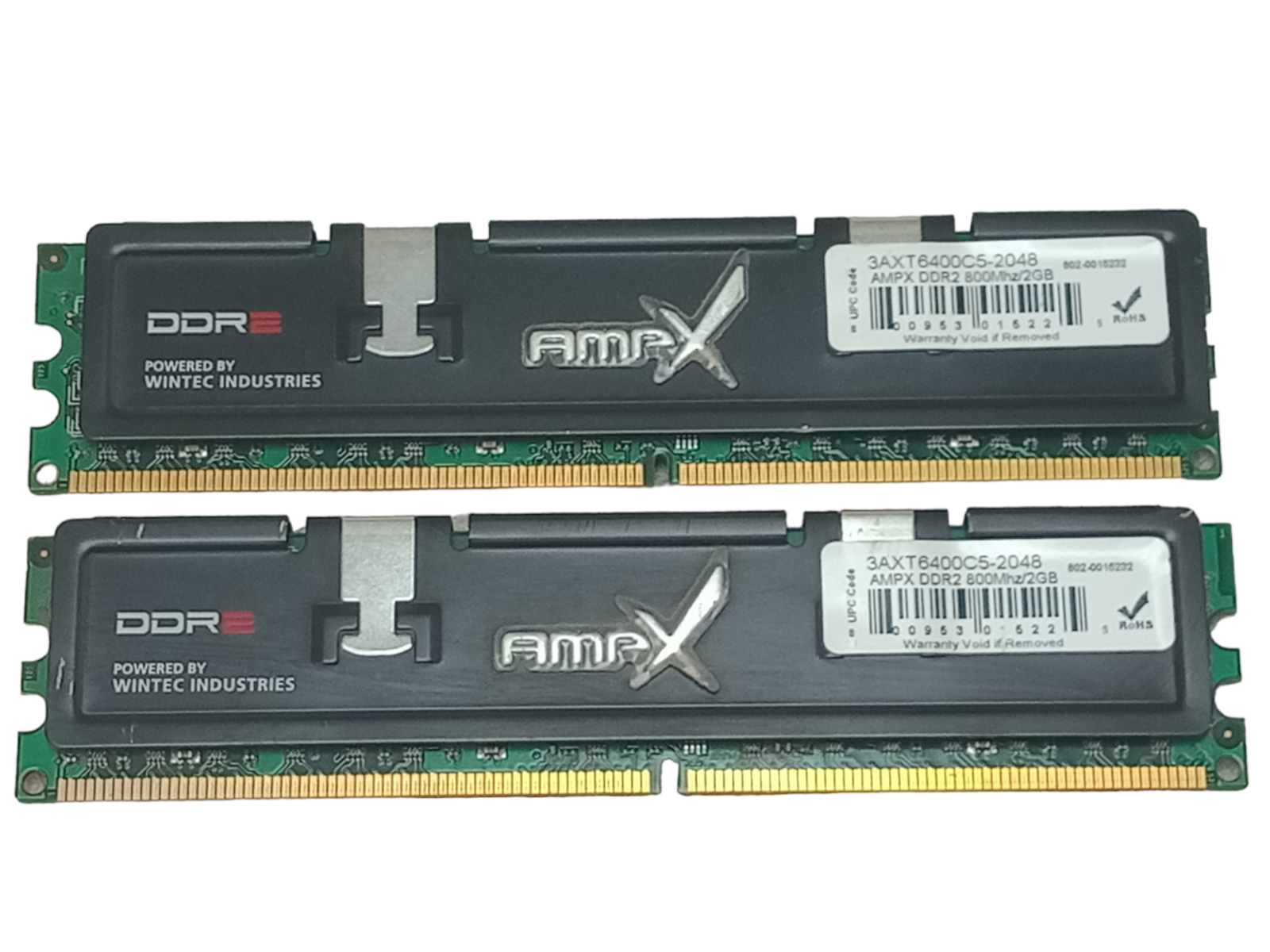Kit of 2 Wintec AmpX 3AXT6400C5-2048 2GB (1GBx2) DDR2-800 PC2-6400 RAM ...