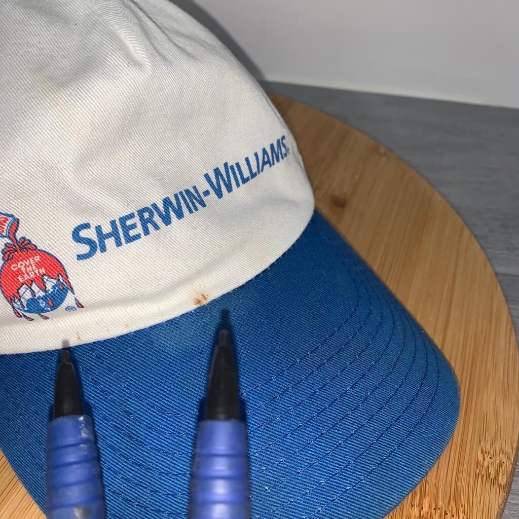 Vintage Sherwin Williams SnapBack Hat Cap White Paint… - Gem