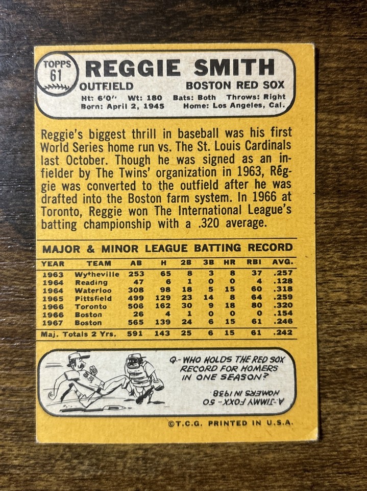 1968 Topps - #61 Reggie Smith | eBay