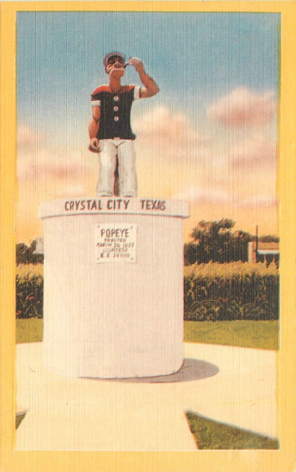 c1940 Popeye Statue in Popeye Park, Crystal City, Texas Postcard | eBay