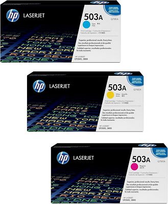 3-Pack New HP Toner Cartridges 503A Toner Set: Q7581A, Q7582A, Q7583A ...