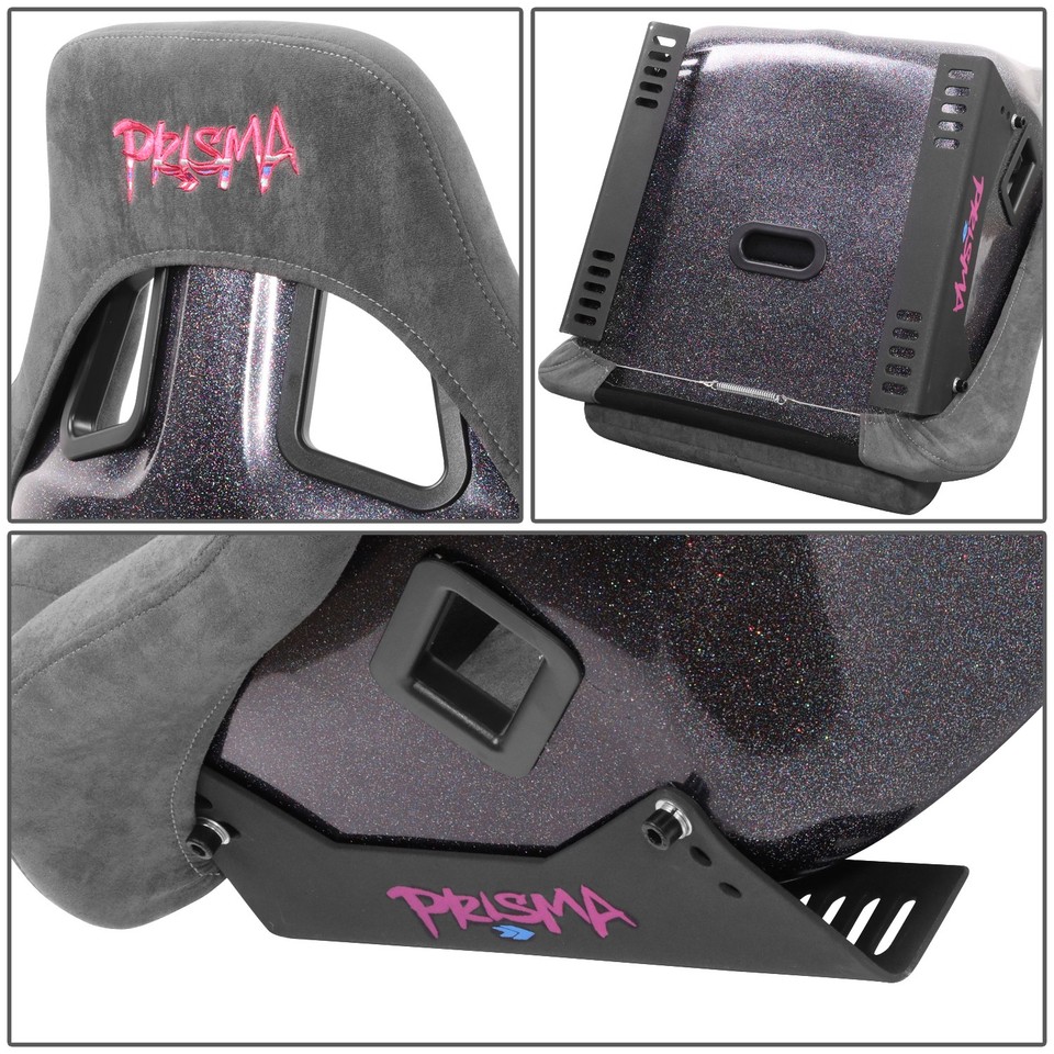 NRG Innovations Prisma Gun Metal Alcantara FRP Fixed Back Bucket Racing ...