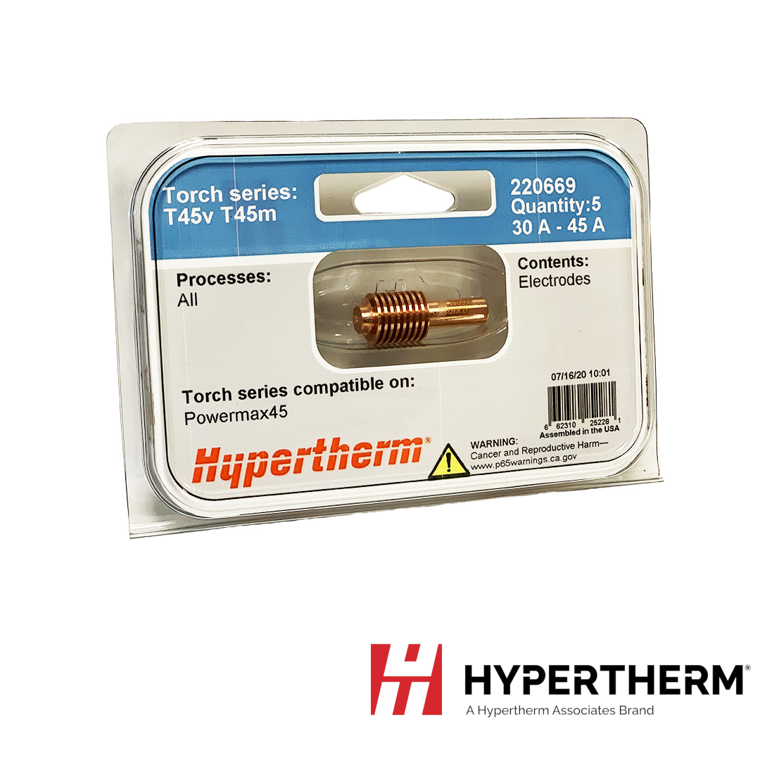 Genuine Hypertherm 220669 Powermax 5/pack 45 Electrodes 30A 45A Plasma 45V 45M | eBay
