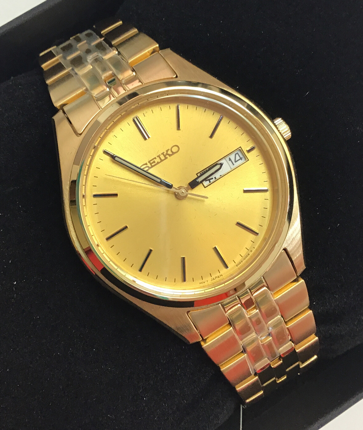 SEIKO Men's Gold Tone Stainless Steel WATCH SUR434 | eBay