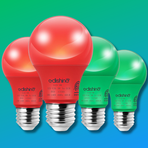 4 Pack Red Green Light Bulbs, A19 LED Light Bulb 9W 600LM Christmas | eBay