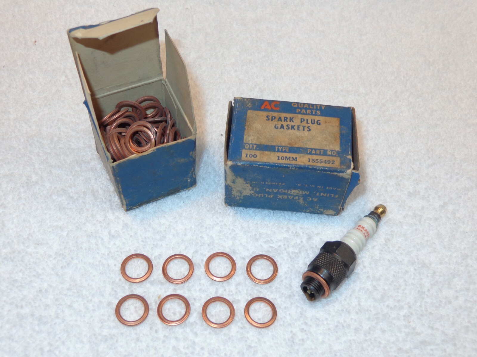 (8)...‘NOS’ AC -10mm Spark Plug Gaskets....Copper....Slip-on | eBay