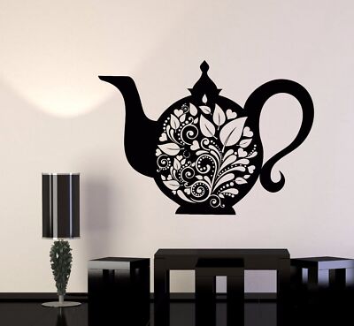 Vinyl Wall Decal Kettle Teapot Tea Kitchen Decor Dishes Stickers (905ig ...