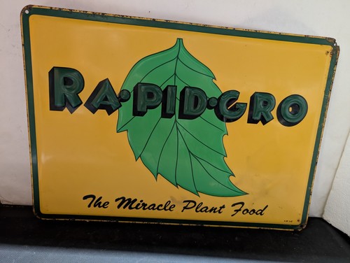 Vintage 1967 Original RA-PID-GRO The Plant Food Metal Tin Sign Embossed ...