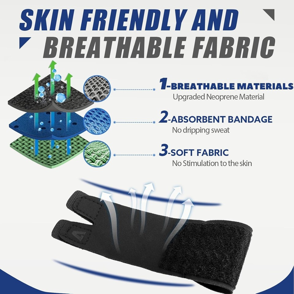 Finger Splint (No Metal Support), 2PCS Upgraded Neoprene Finger Sleeve ...