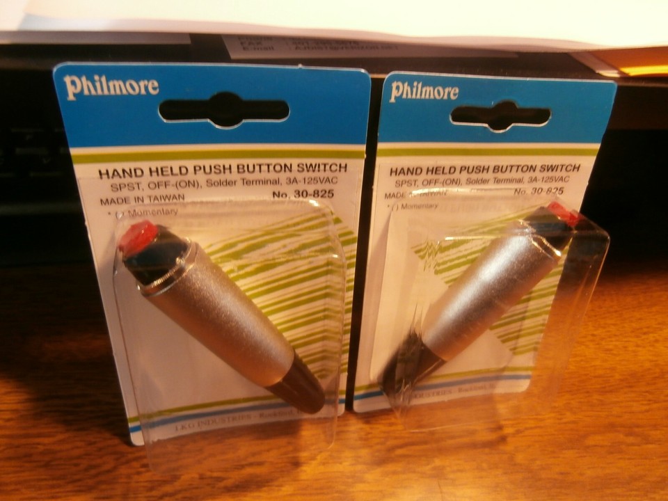 LOT/2 Hand Held In-Line Push Button Switch Philmore 30-825,SPST OFF-(ON ...