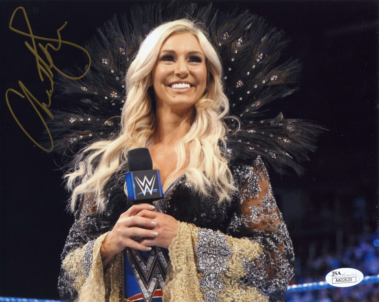 *PEACOCK ROBE* WWE NXT CHARLOTTE FLAIR SIGNED 8x10 JSA AUTO FULL NAME ...