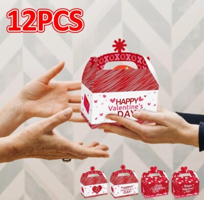 12Pcs Valentine’s Day Treat Boxes Red Party Favors Box Xmas Weddings ...
