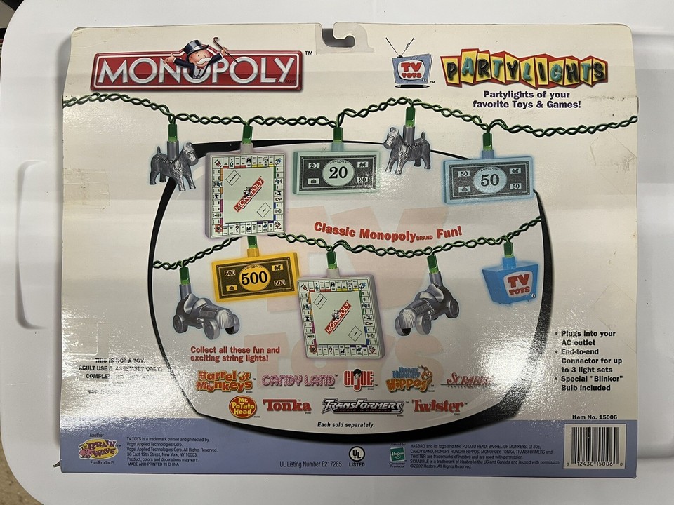 MONOPOLY PARTY LIGHTS STRING of 10 By Brain Wave #15006 NIB Oddball ...