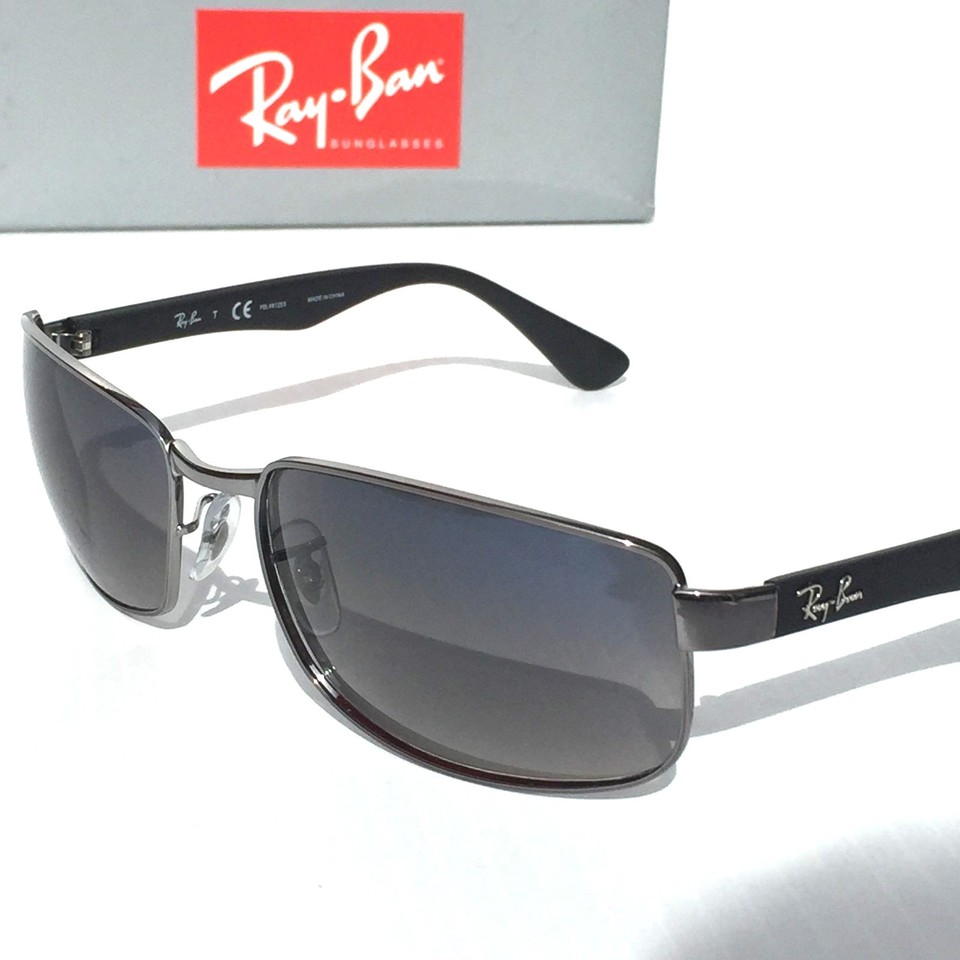 NEW* Ray Ban Gunmetal & Black w POLARIZED Grey Blue Lens Sunglass ...