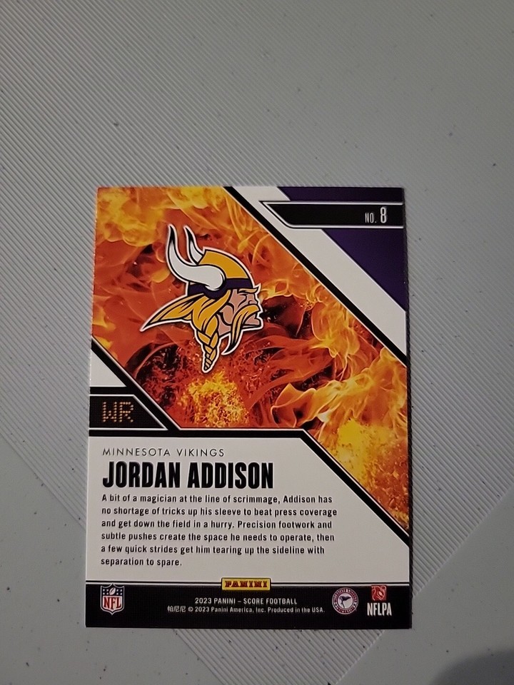 Jordan Addison ROOKIE CARD "Hot Rookies" 2023 Panini Score #8 Vikings ...