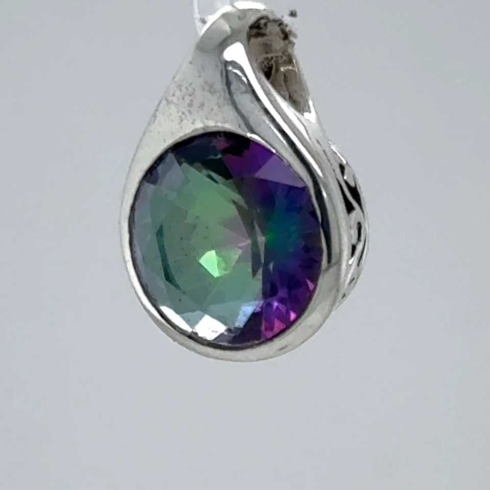 Multi-Color MYSTIC TOPAZ Round Pendant - 925 STERLING SILVER #70e | eBay