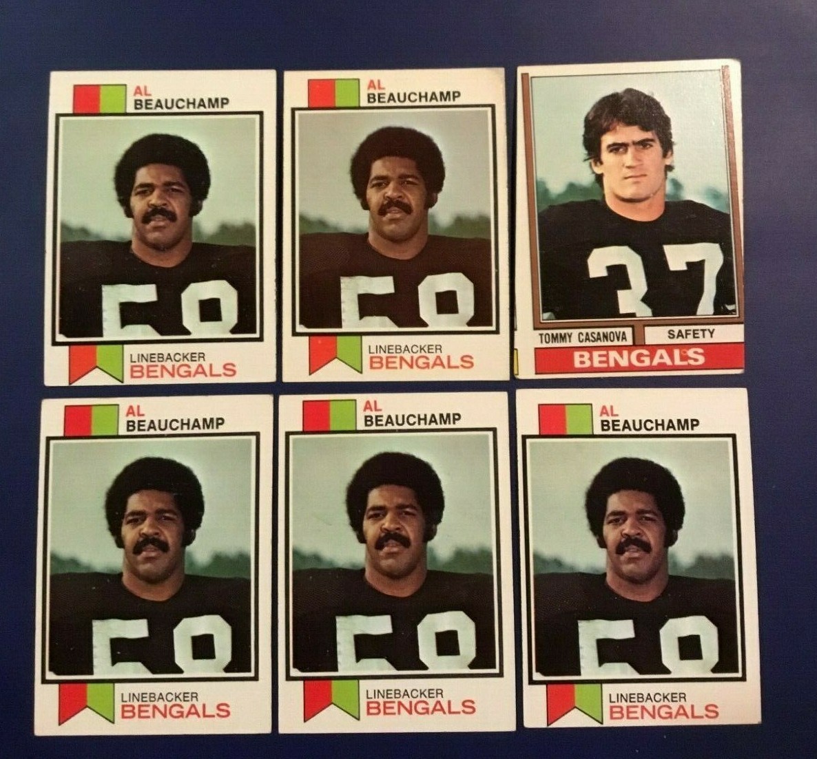 1973 Topps #337 AL BEAUCHAMP Lot 5 + 1974 Topps #347 CASANOVA Bengals ...