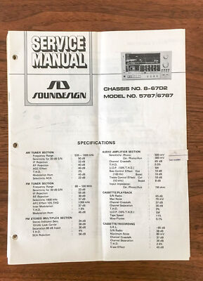 SoundDesign Sound Design Model 8-67D2 5787 6787 Stereo Service Manual ...