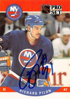 Richard Pilon autographed Hockey Card (New York Islanders, SC) 1990 Pro ...