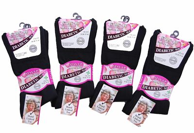 Ladies Stay-Up Cotton Rich Diabetic Diabetes Non Elastic Hand Linked ...
