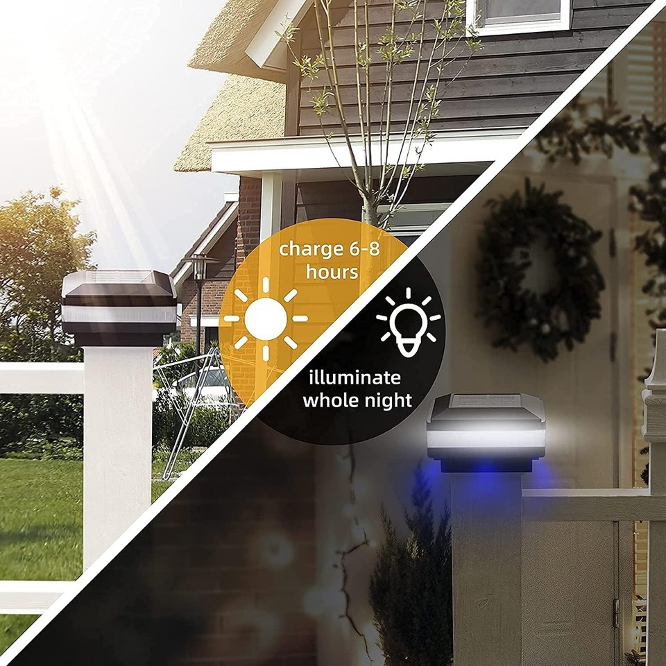 GEYUEYA Home Solar LED Post Lights Outdoor Garden IP65 Waterproof ...
