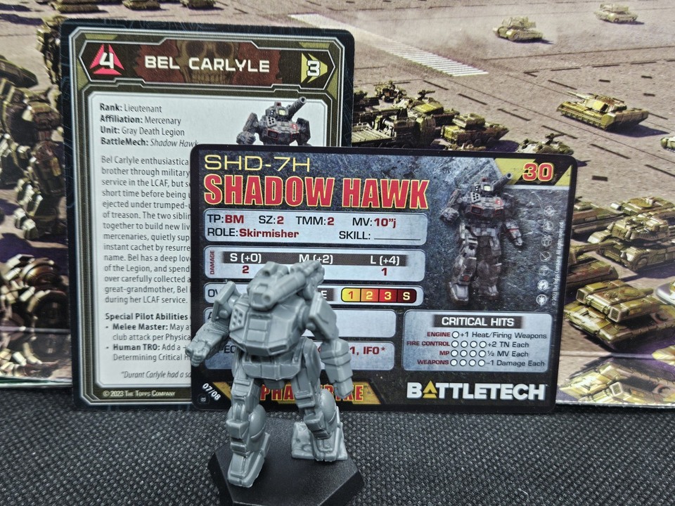 Battletech Shadow Hawk Jump Jets Gray Death Legion Lance Pilot, Mech ...