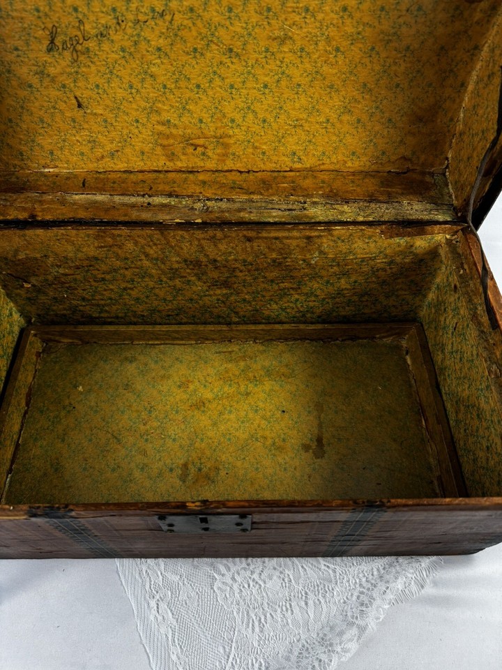 Antique Doll Trunk With Tray 1892 Doll Trunk 16 IN Wood Paper ...
