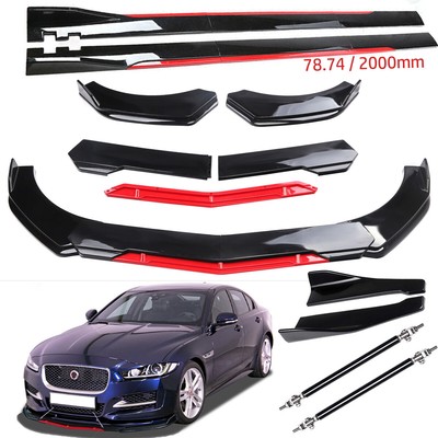 Front Rear Bumper Lip Splitter/ Side Skirt Glossy Black Red For Jaguar ...