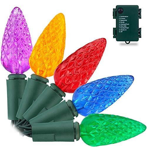 C6 Bulbs Christmas Lights With Timer 50 Led 16.4ft Strawberry Battery ...
