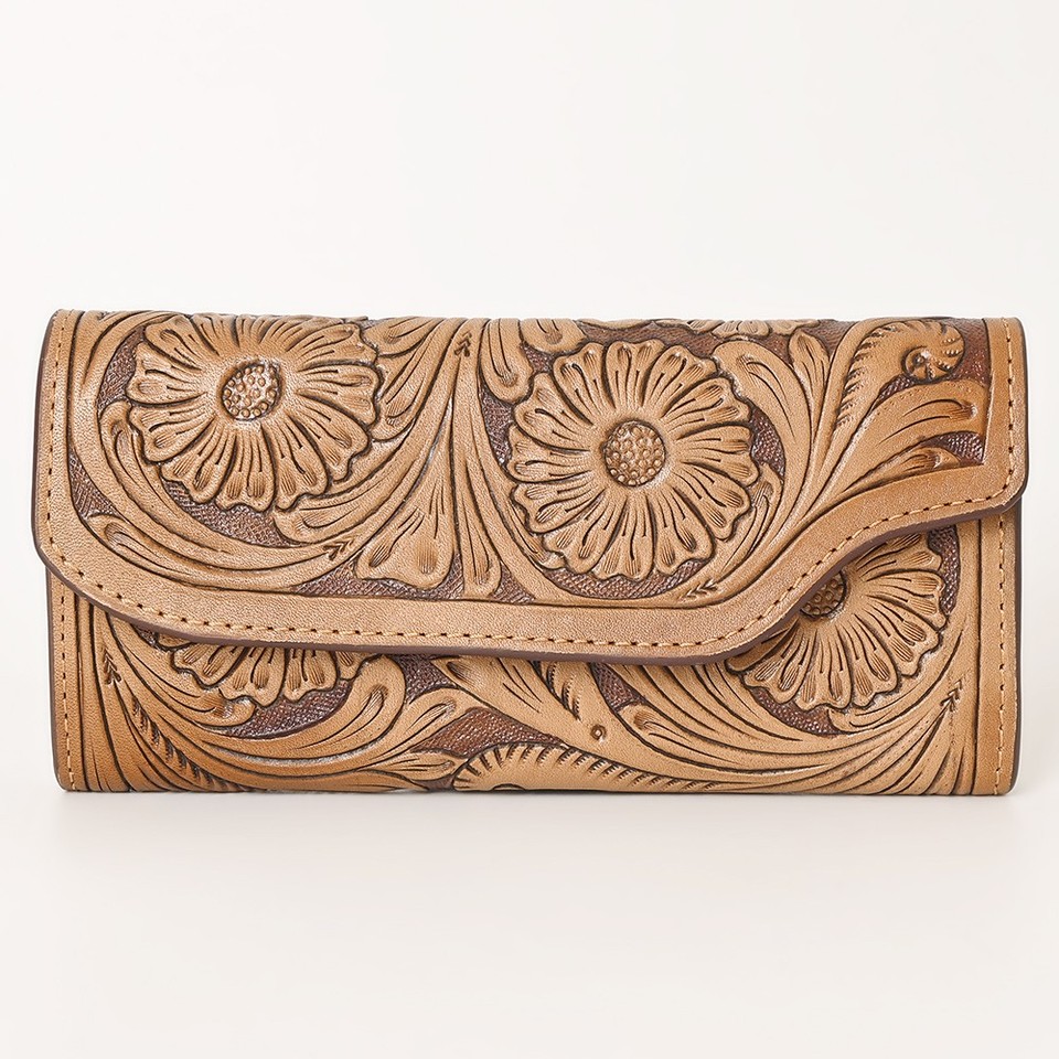 KB OHLAY WALLET Hand Tooled Hair-on Genuine Leather women bag western ...