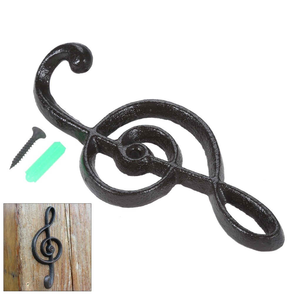 Cast Iron Music Note Key Towel Rack Hat Coat Bag Hanger Holder Wall ...