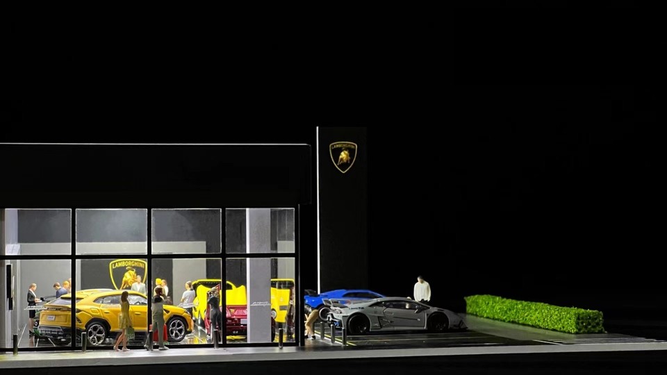 1/64 Diorama Car Garage Model Lighting Backdrop Display Parking Lot ...