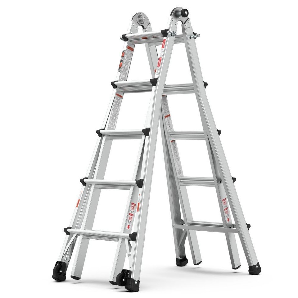 22 Ft Aluminum Adjustable Ladder Folding Extension Stepladder Multi-Use ...