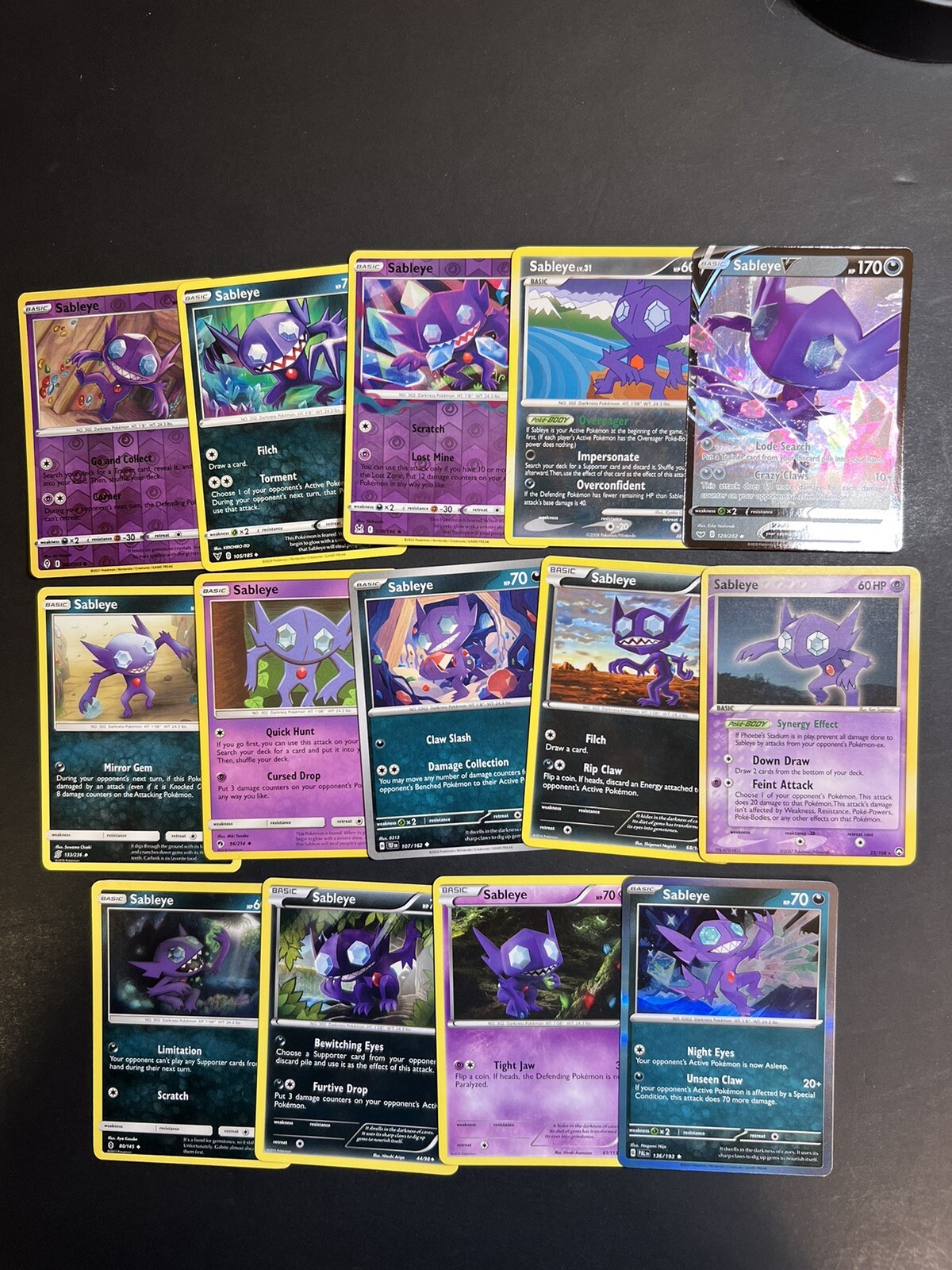 14 Sableye V Pokemon Card Lot Holo Reverse Rare Cards Collection ...