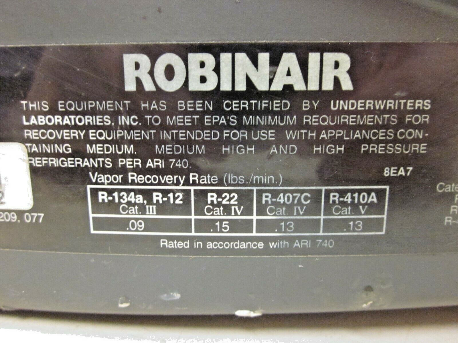 Robinair CoolTech 25200B 115V 60Hz Refrigerant Recovery Machine Ships ...
